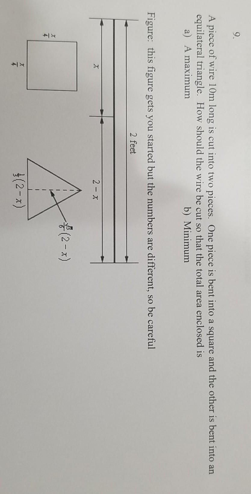 Solved 9. A piece of wire 10m long is cut into two pieces. | Chegg.com