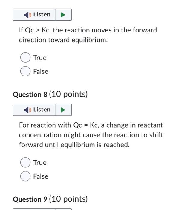 Solved If Qc>Kc, the reaction moves in the forward direction | Chegg.com