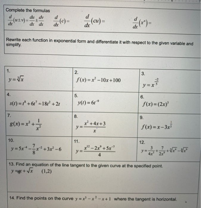 Solved Complete the formulas d du do (u v) = - dh de da d d | Chegg.com