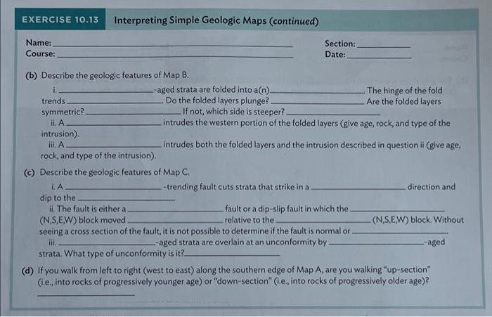 Solved Name: Section: Course: Date: For each of the | Chegg.com