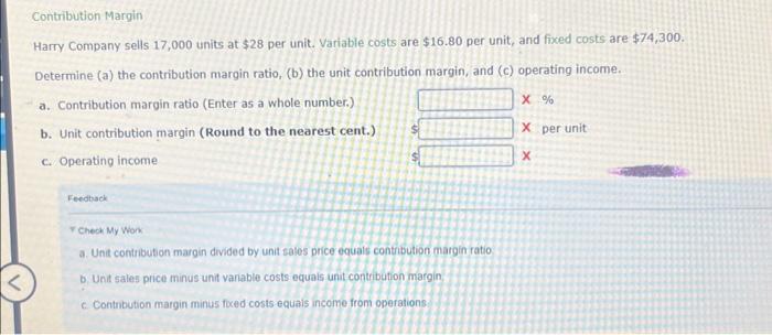 Solved Contribution Margin Harry Company sells 17,000 units | Chegg.com