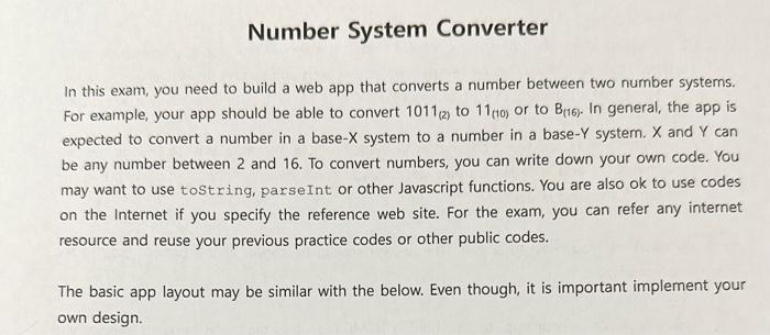 Solved Number System Converter In this exam, you need to | Chegg.com