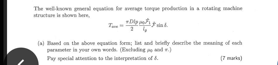 Solved The well-known general equation for average torque | Chegg.com