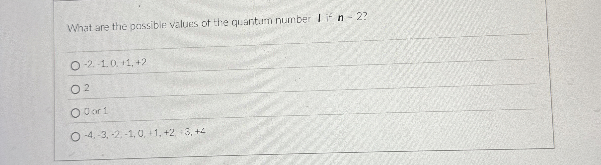 Solved What are the possible values of the quantum number I | Chegg.com