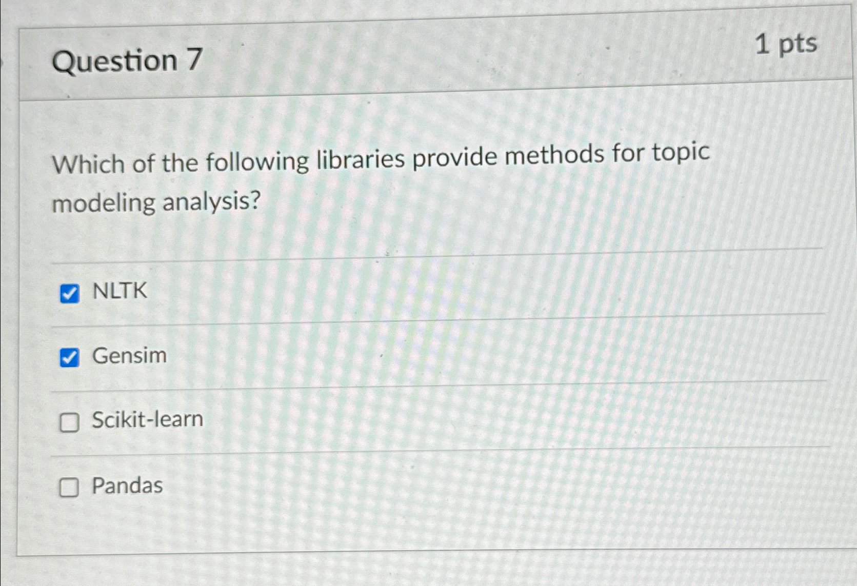 Solved Question 71ptsWhich of the following libraries | Chegg.com