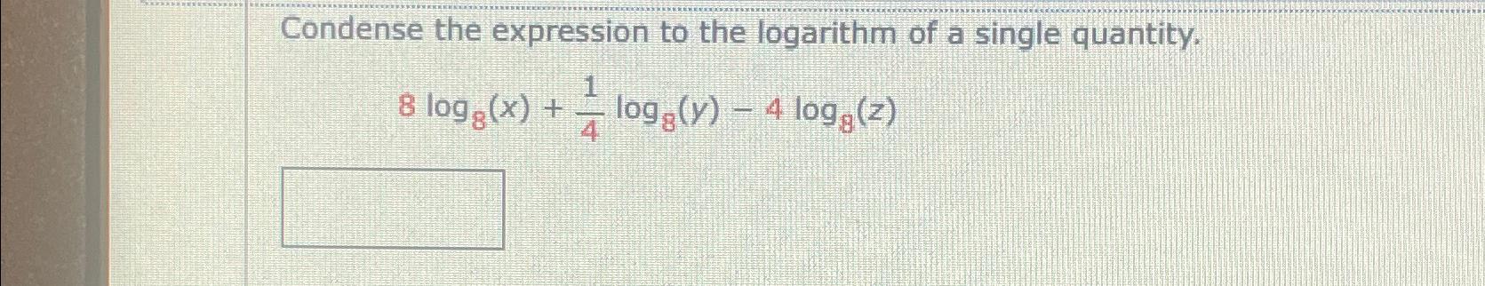 Solved Condense the expression to the logarithm of a single | Chegg.com