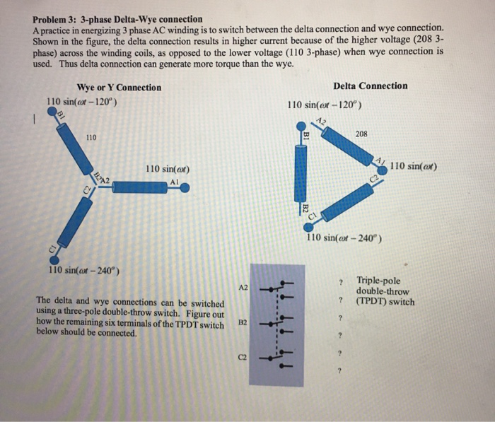 Solved Problem 3: 3-phase Delta-Wye connection A practice in | Chegg.com