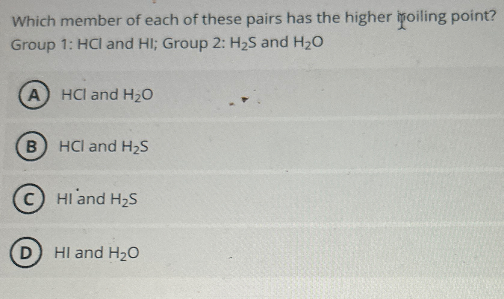 Solved Which member of each of these pairs has the higher | Chegg.com