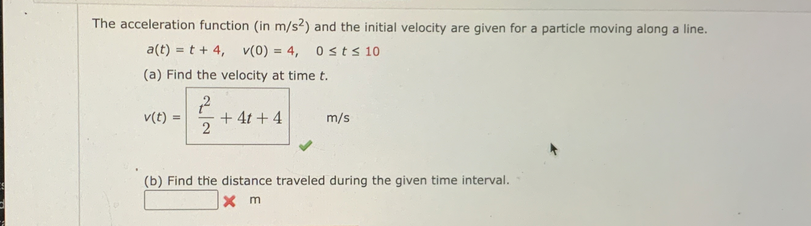 Solved The acceleration function (in ms2 ) ﻿and the initial | Chegg.com