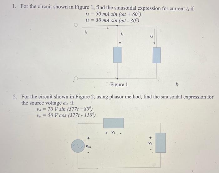 Solved 1. For the circuit shown in Figure 1, find the | Chegg.com