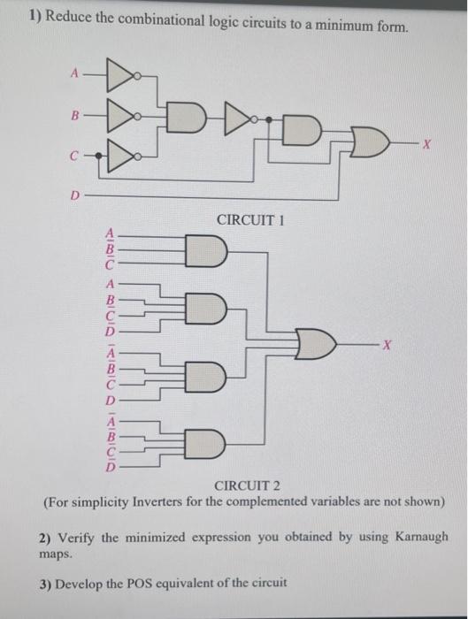 Solved 1) Reduce the combinational logic circuits to a | Chegg.com