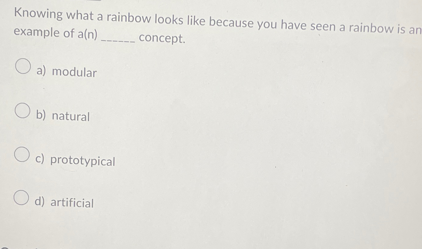 Solved Knowing what a rainbow looks like because you have | Chegg.com