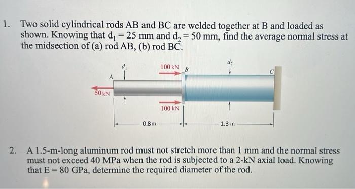 Solved Two solid cylindrical rods AB and BC are welded | Chegg.com