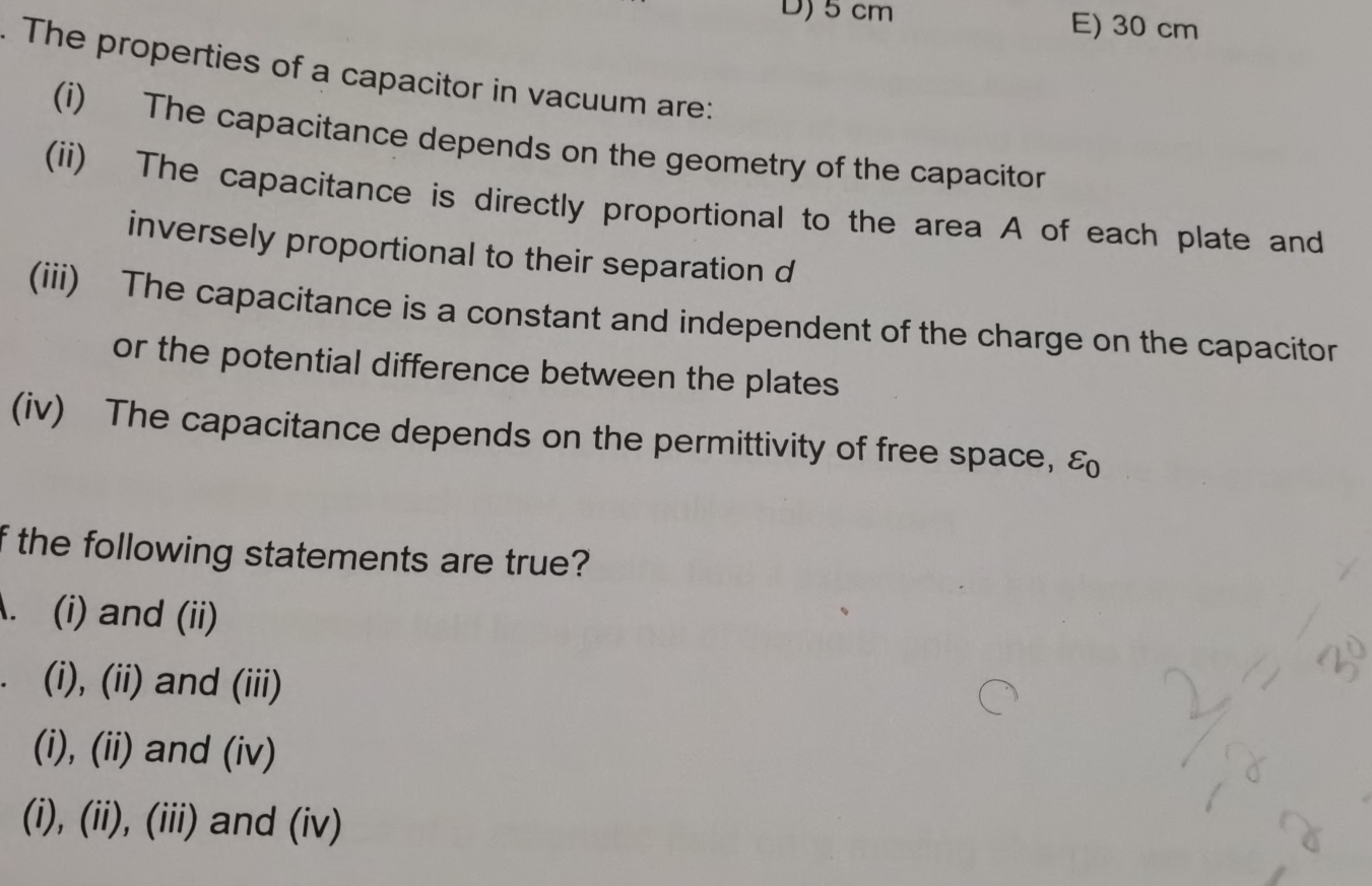 Solved The properties of a capacitor in vacuum are:E) 30 | Chegg.com