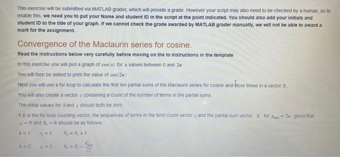 Solved This exercise will be submitted via MATLAB grader, | Chegg.com
