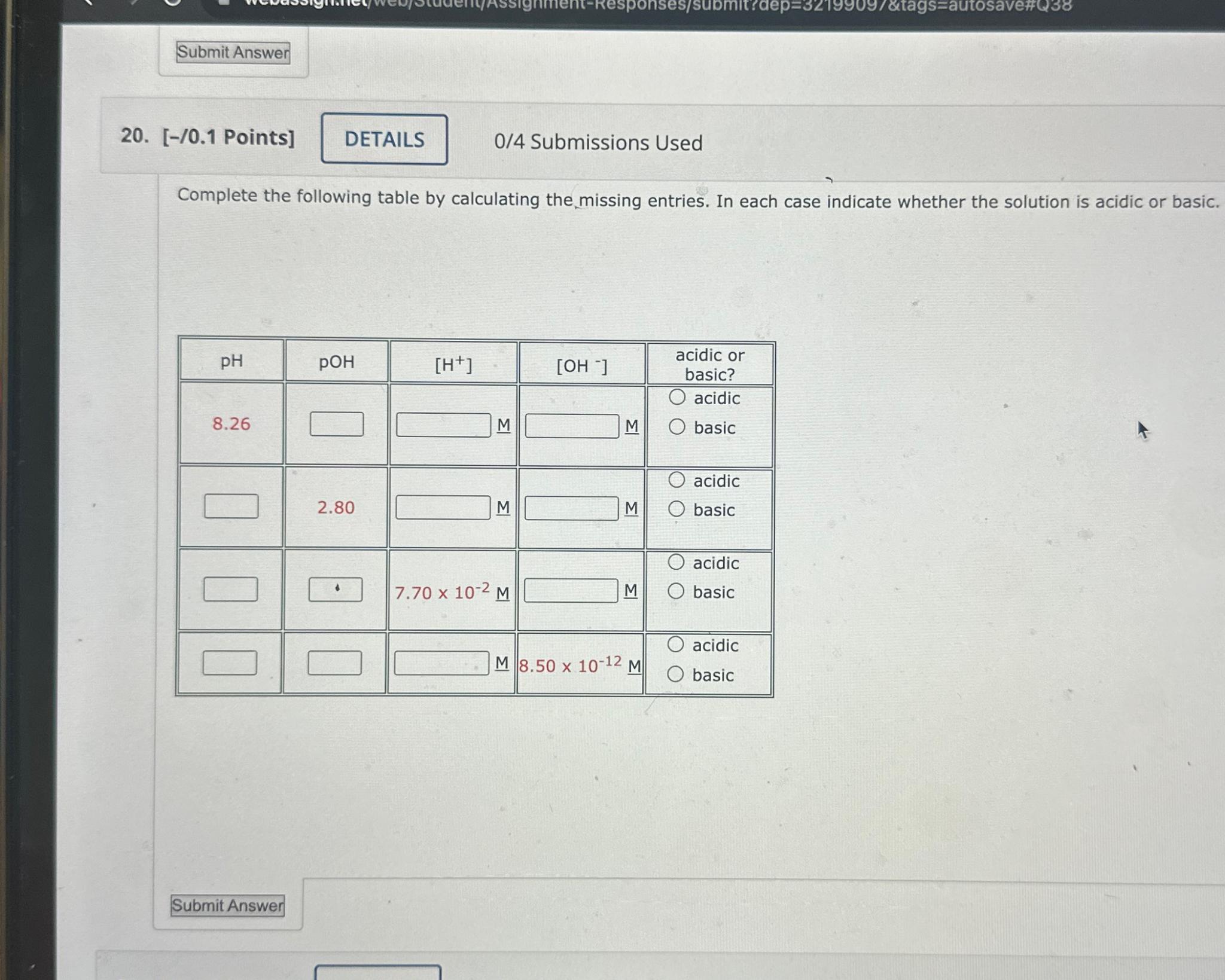 Solved Points]0/4 ﻿Submissions UsedComplete the following | Chegg.com