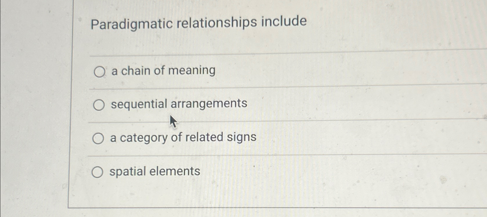 Solved Paradigmatic relationships includea chain of | Chegg.com