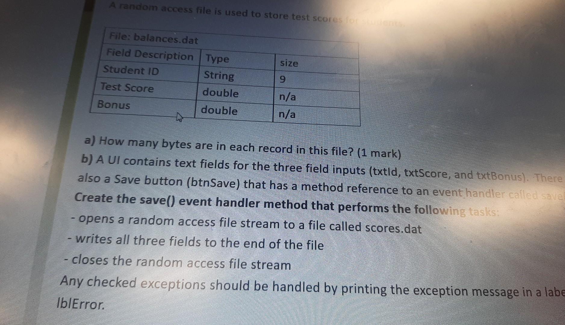 Solved a) How many bytes are in each record in this file? ( | Chegg.com
