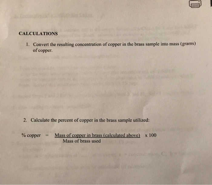 CALCULATIONS 1. Convert the resulting concentration | Chegg.com