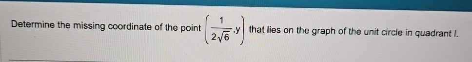 Solved Determine the missing coordinate of the point | Chegg.com