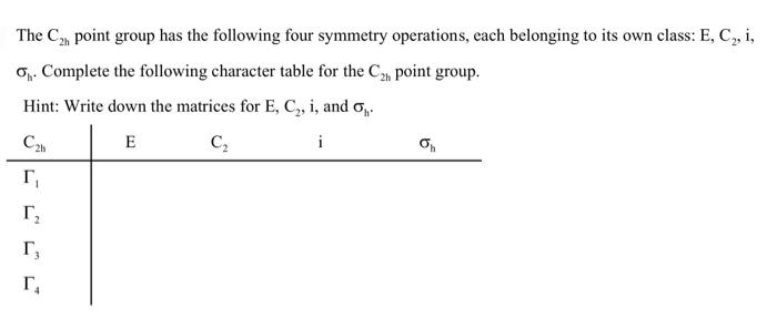 Solved The C2 point group has the following four symmetry | Chegg.com