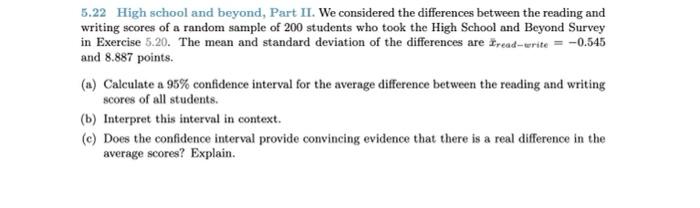 Solved 5.20 High School and Beyond, Part I. The National | Chegg.com
