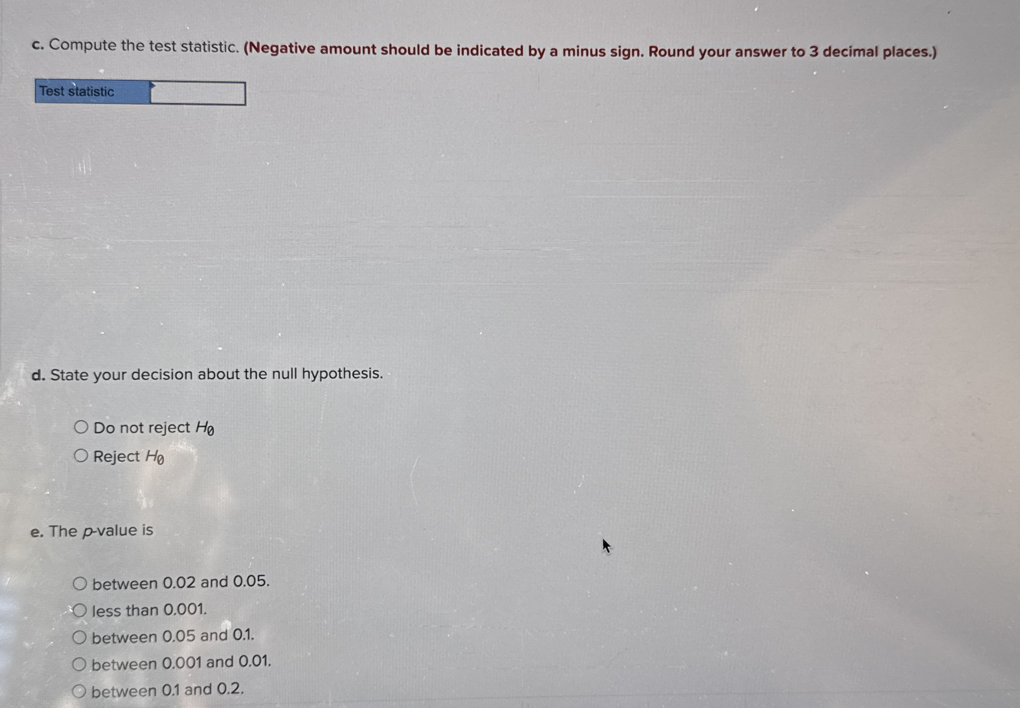 Solved Exercise 11-7 (Algo) (LO11-2)The null and alternate | Chegg.com