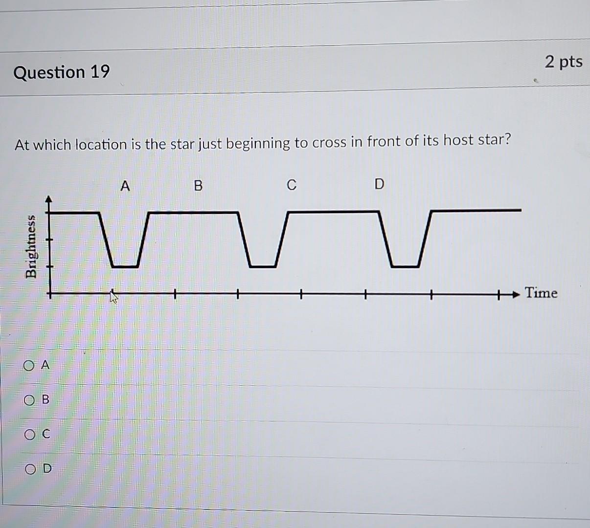 Solved At which location is the star just beginning to cross | Chegg.com