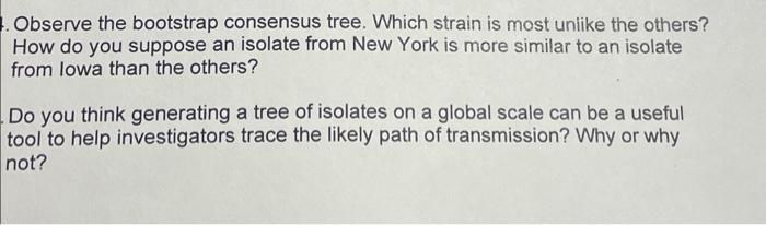 Observe the bootstrap consensus tree. Which strain is | Chegg.com