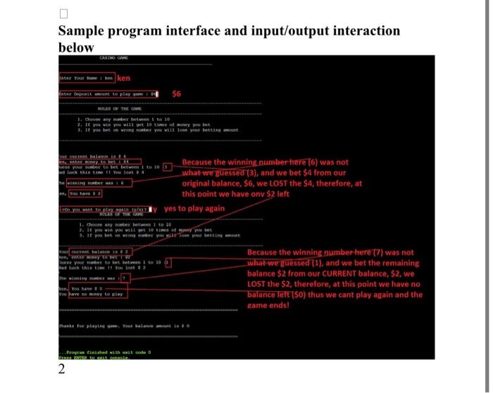 Solved Casino Number Guessing Game Description: This CASINO | Chegg.com