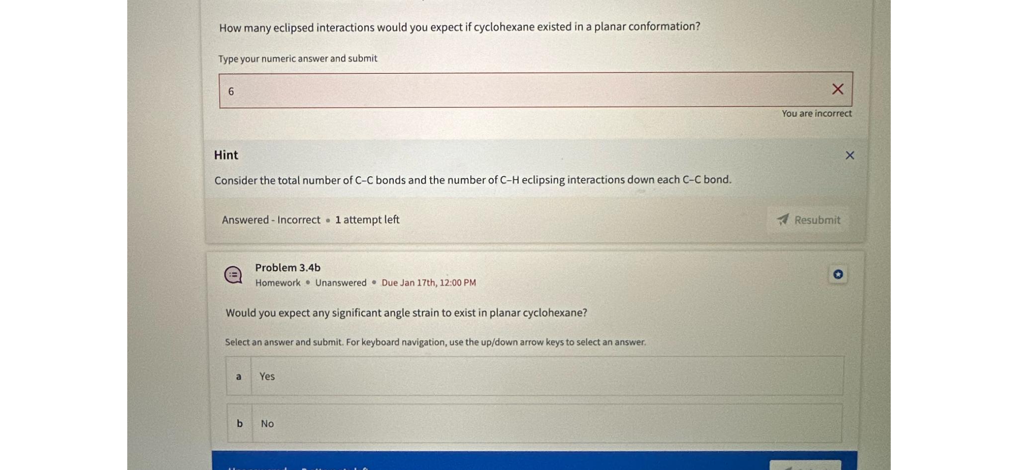 Solved How many eclipsed interactions would you expect if | Chegg.com