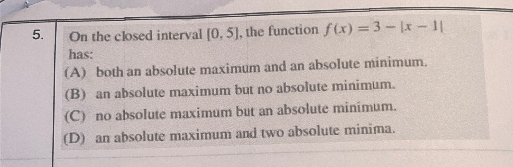 Solved On the closed interval 0,5, ﻿the function | Chegg.com