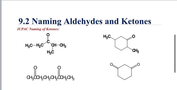 Solved 9.2 Naming Aldehydes and Ketones IUPAC Naming of | Chegg.com