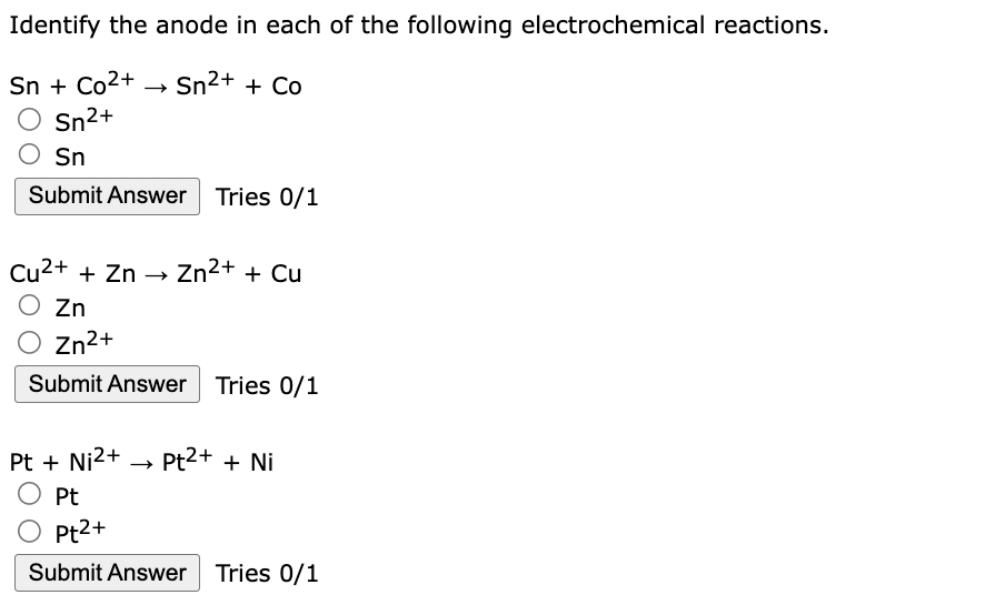 Solved Identify the anode in ﻿each of ﻿the following | Chegg.com