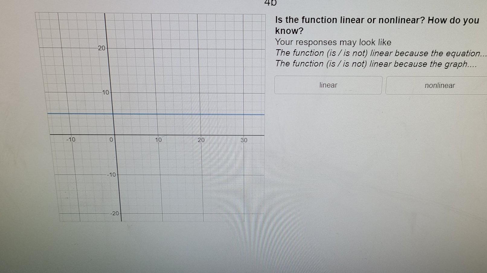Solved 40 Is the function linear or nonlinear? How do you | Chegg.com