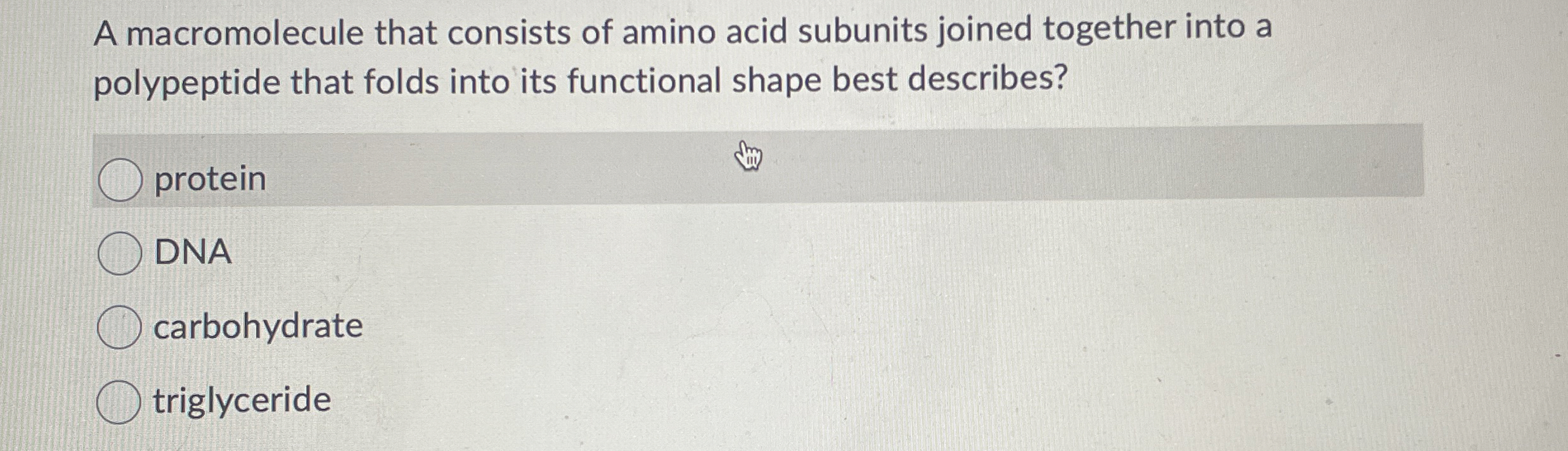Solved A macromolecule that consists of amino acid subunits | Chegg.com