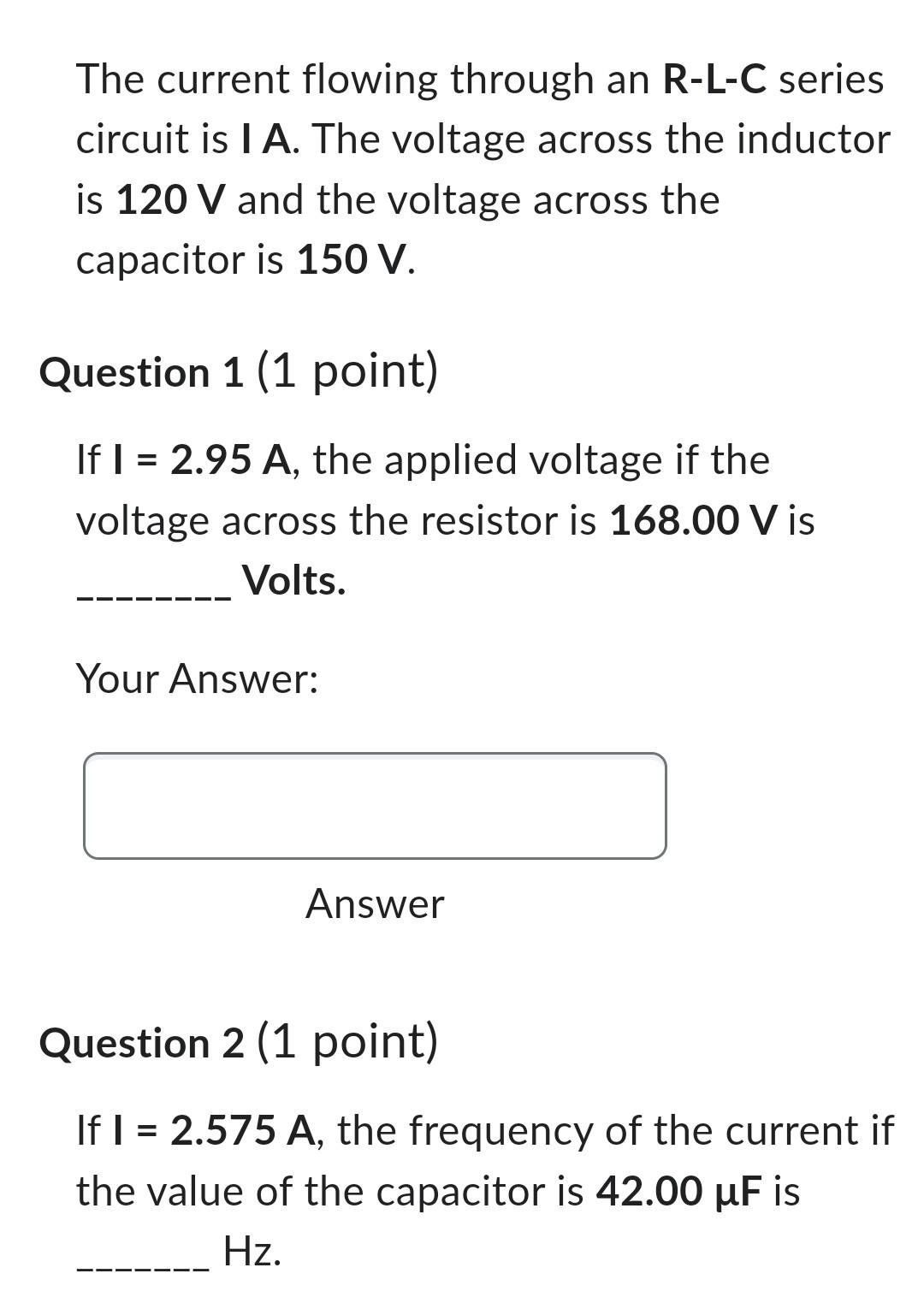 Solved The current flowing through an R−L−C series circuit | Chegg.com