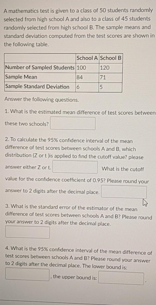 Solved A mathematics test is given to a class of 50 students | Chegg.com