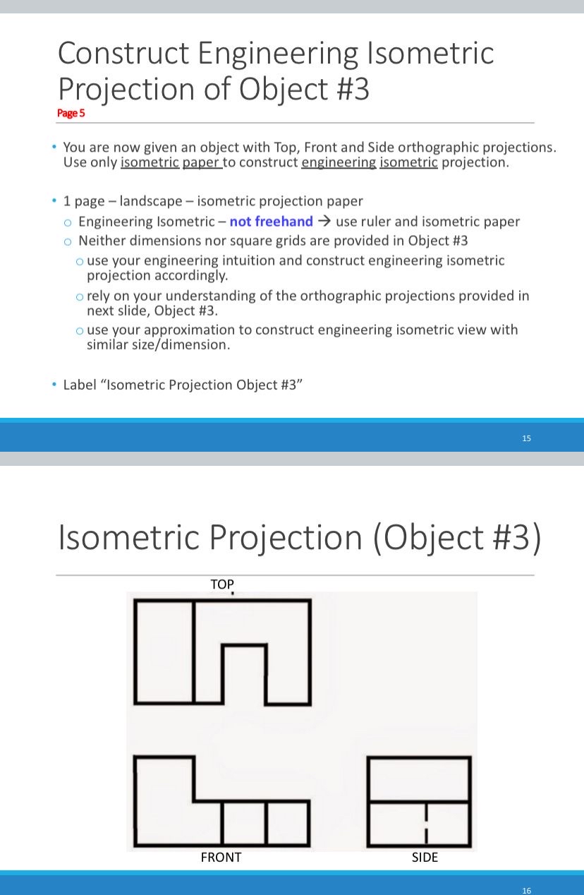 Solved Construct Engineering Isometric Projection of Object | Chegg.com