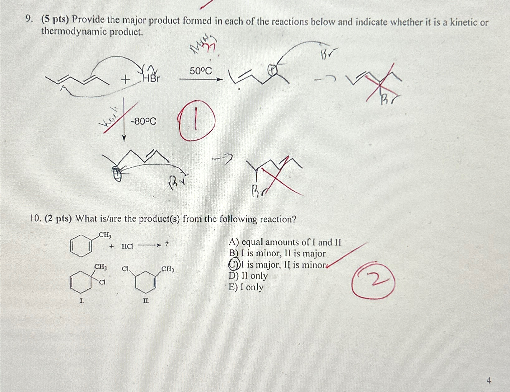 Solved (5 ﻿pts) ﻿Provide the major product formed in each of | Chegg.com