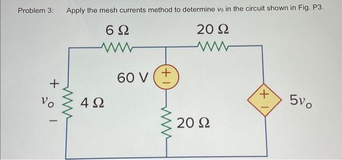 Solved Problem 3: Apply the mesh currents method to | Chegg.com