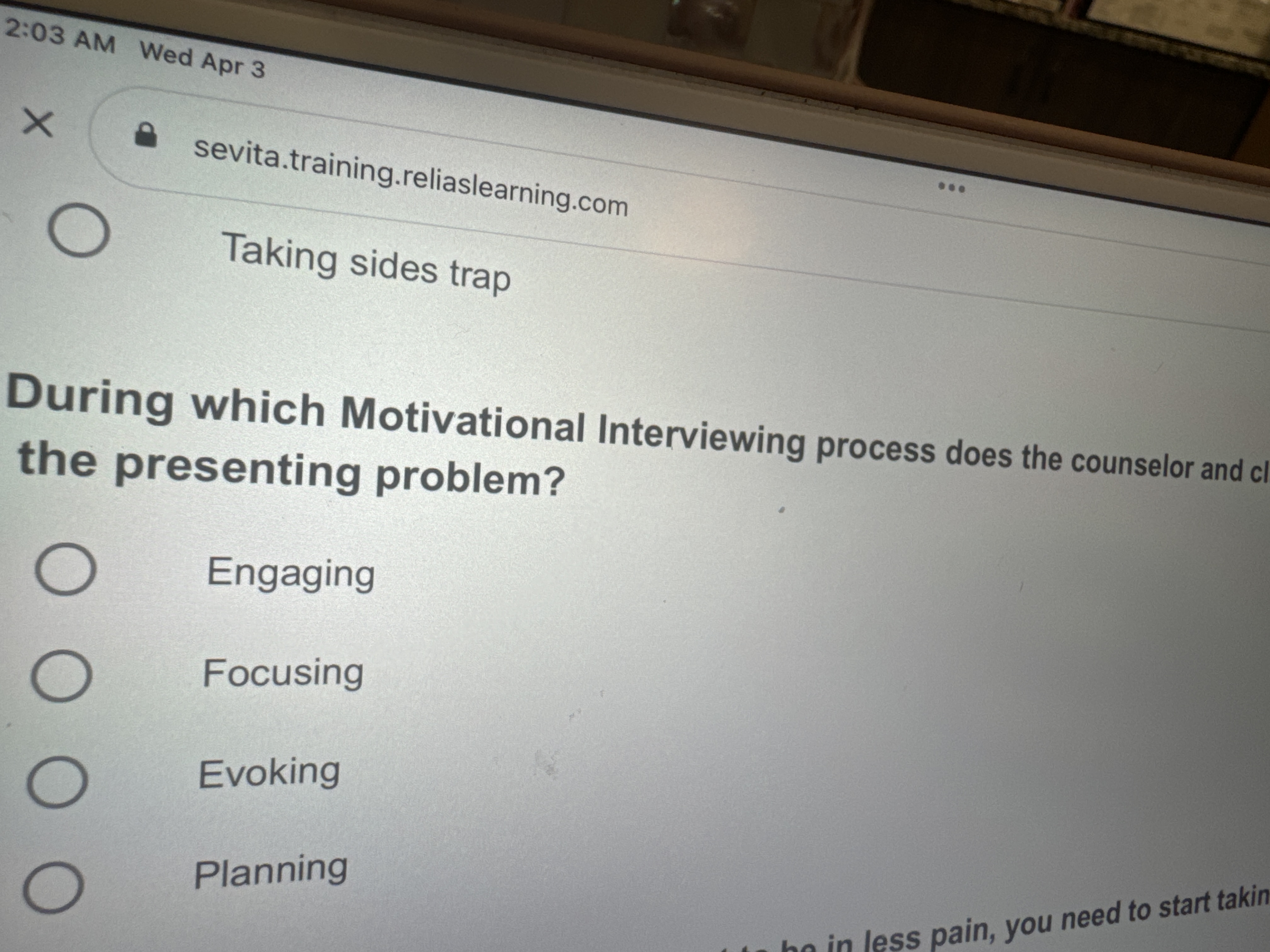 Solved During which Motivational Interviewing process does | Chegg.com