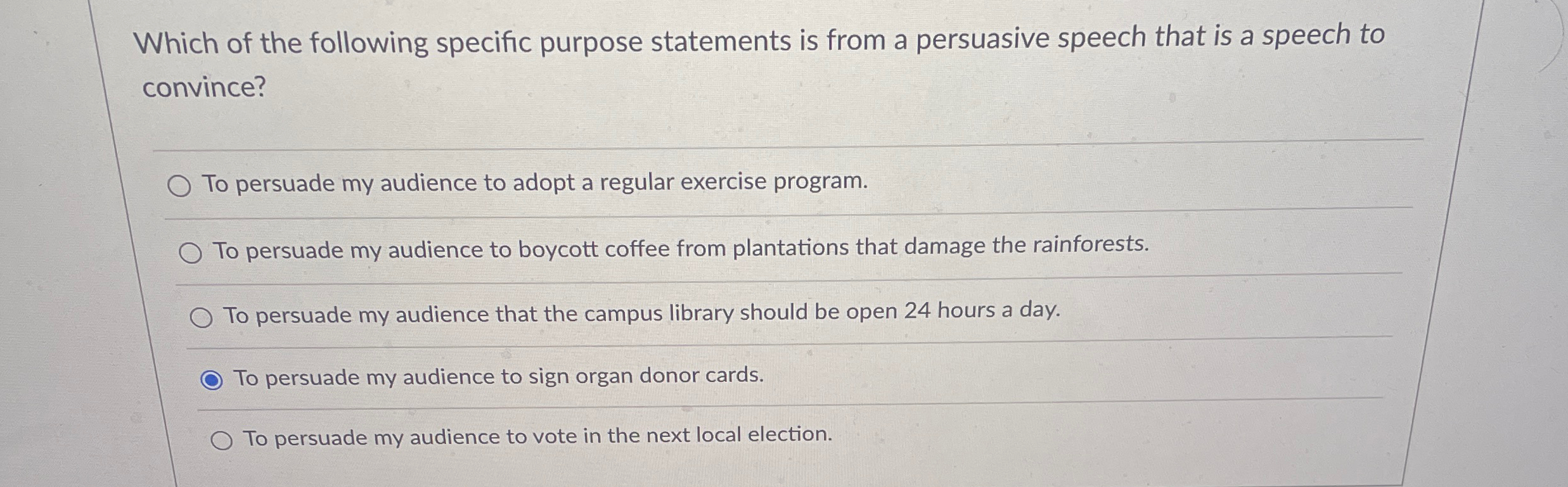 Solved Which of the following specific purpose statements is | Chegg.com