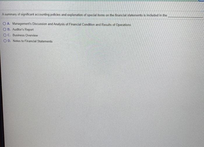 Solved A summary of significant accounting policies and | Chegg.com
