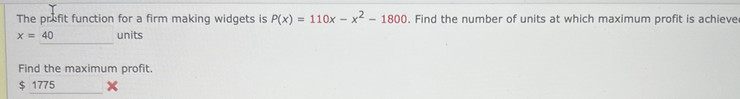 Solved by an EXPERT The prefit function for a firm making widgets is | Chegg.com
