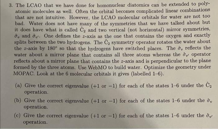 Solved 3. The LCAO that we have done for homonuclear | Chegg.com