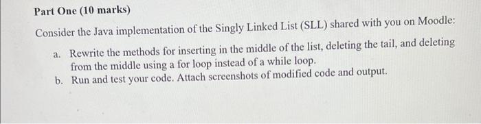 Solved Part One 10 Marks Consider The Java Implementation 4635