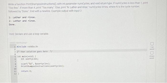 Solved Write A Function Printshampoolnstructions 0 With 2793