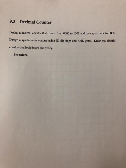 Solved 9.3 Decimal Counter Design a decimal tutor from 6000 | Chegg.com