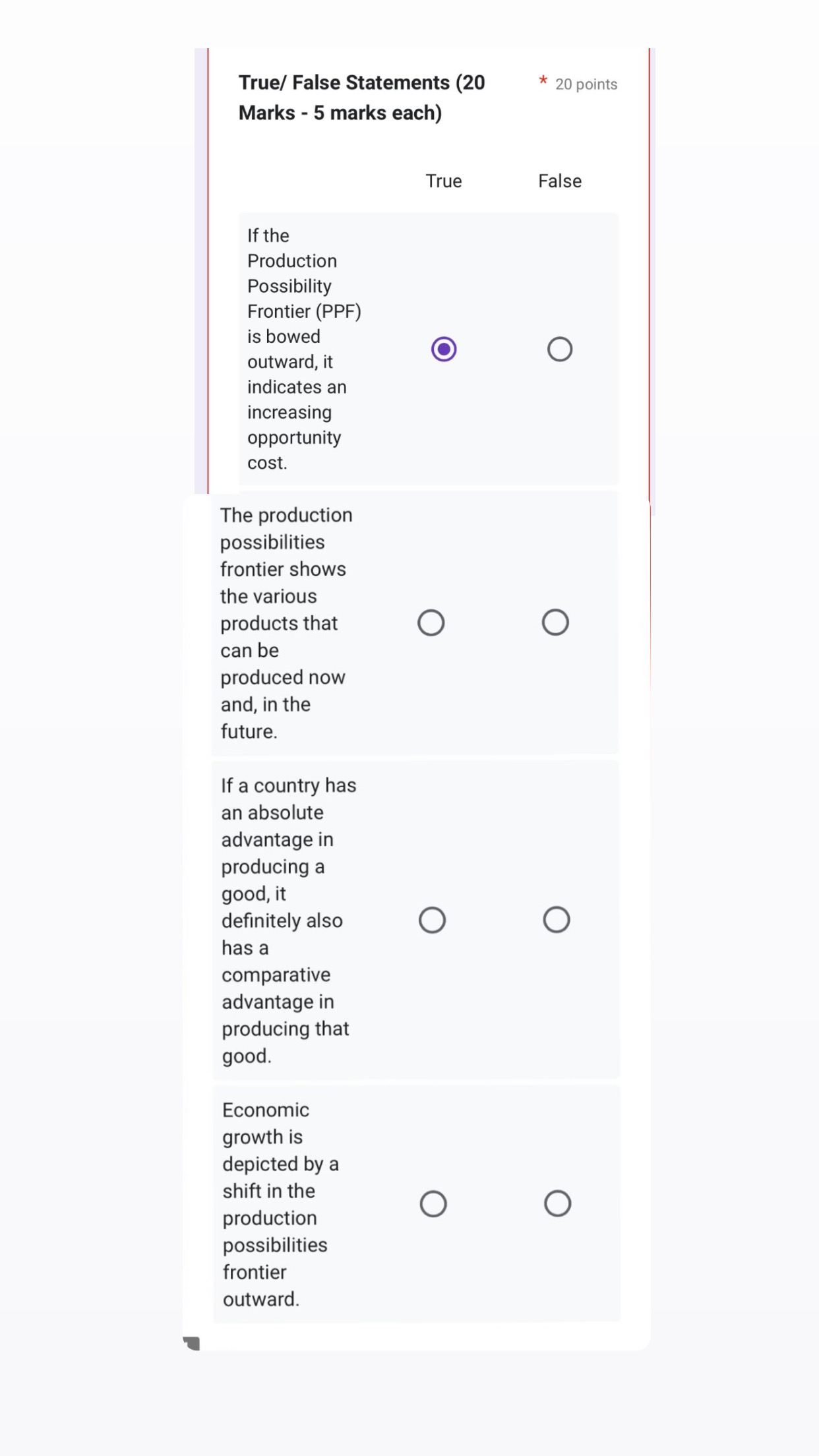 Solved by an EXPERT True/ ﻿False Statements (2020 ﻿pointsMarks - 5 ﻿marks | Chegg.com